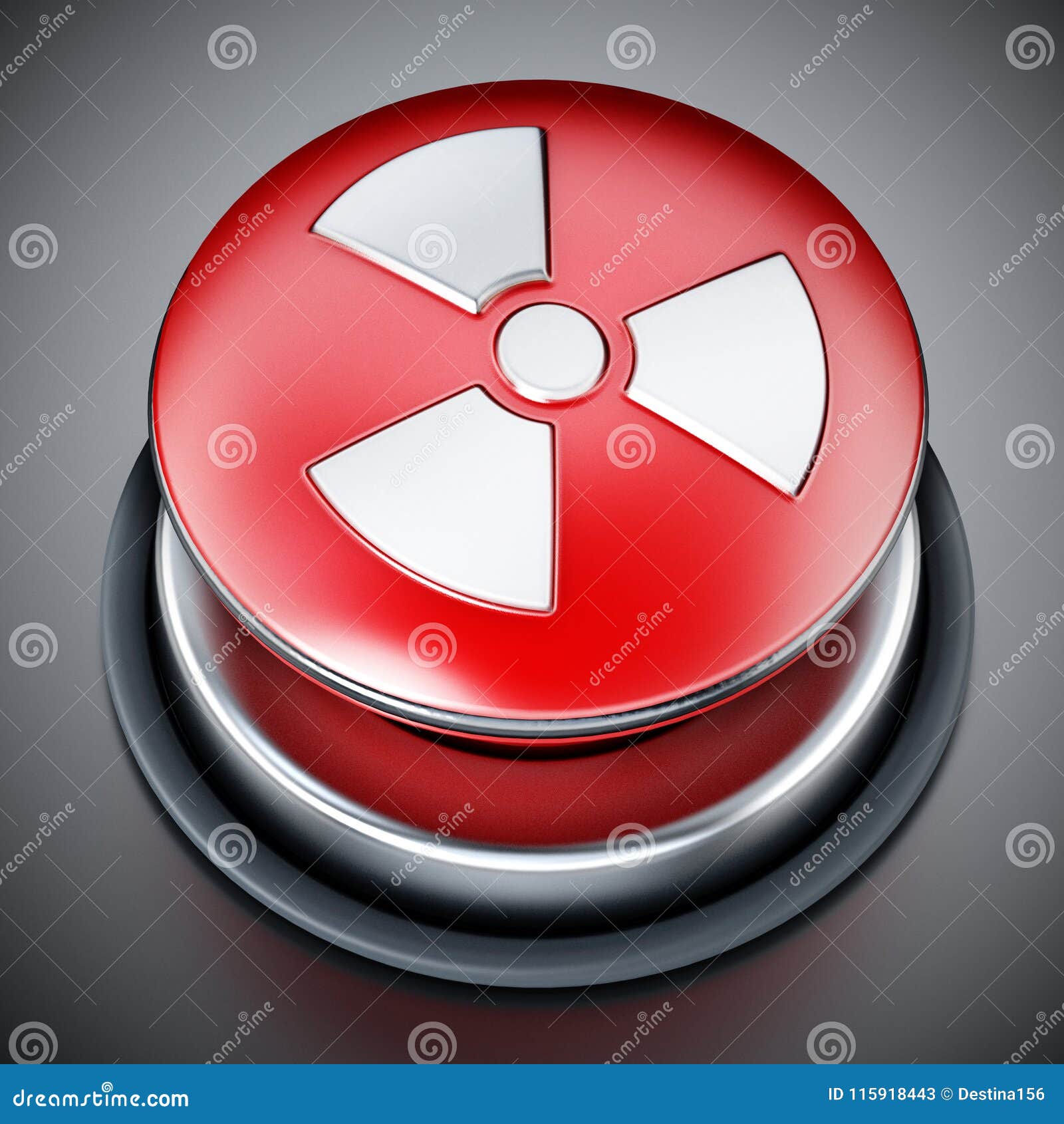 Nuclear Launch Button on Gray Background. 3D Illustration Stock ...