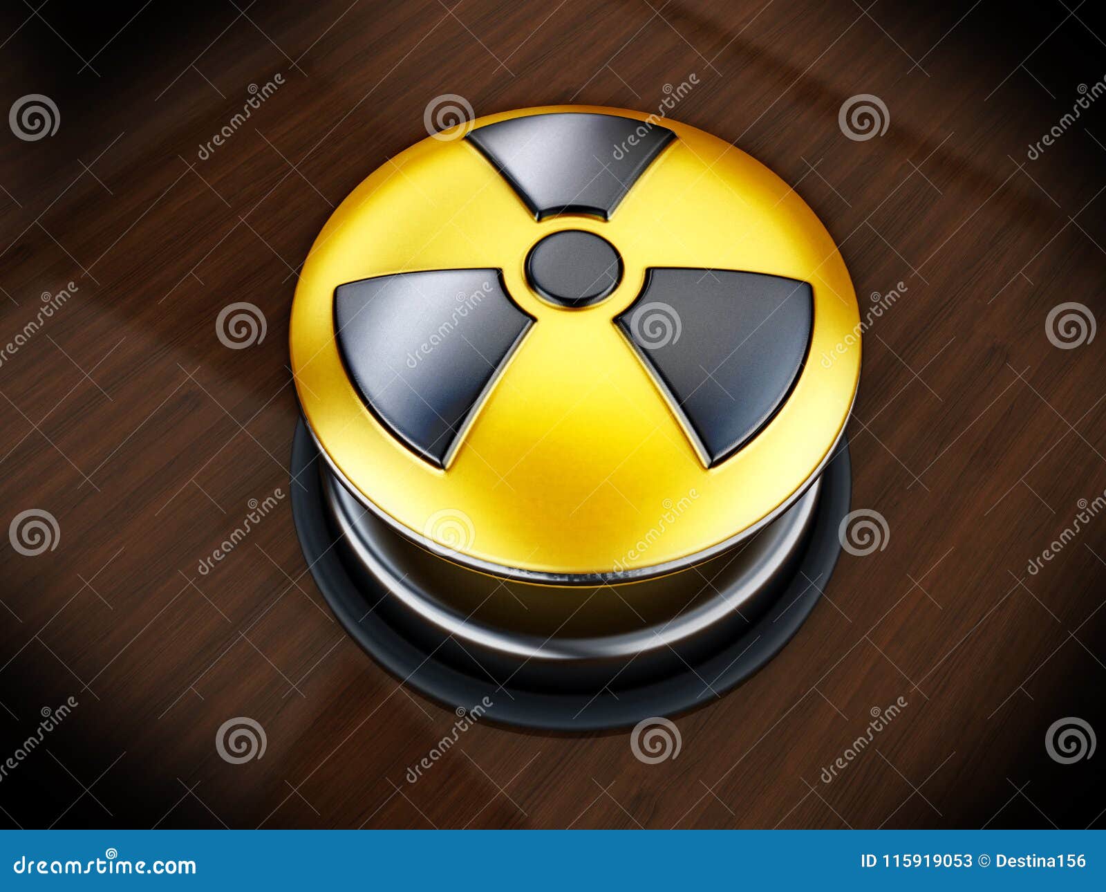 Nuclear Launch Button on Reflective Wooden Table. Stock Illustration ...