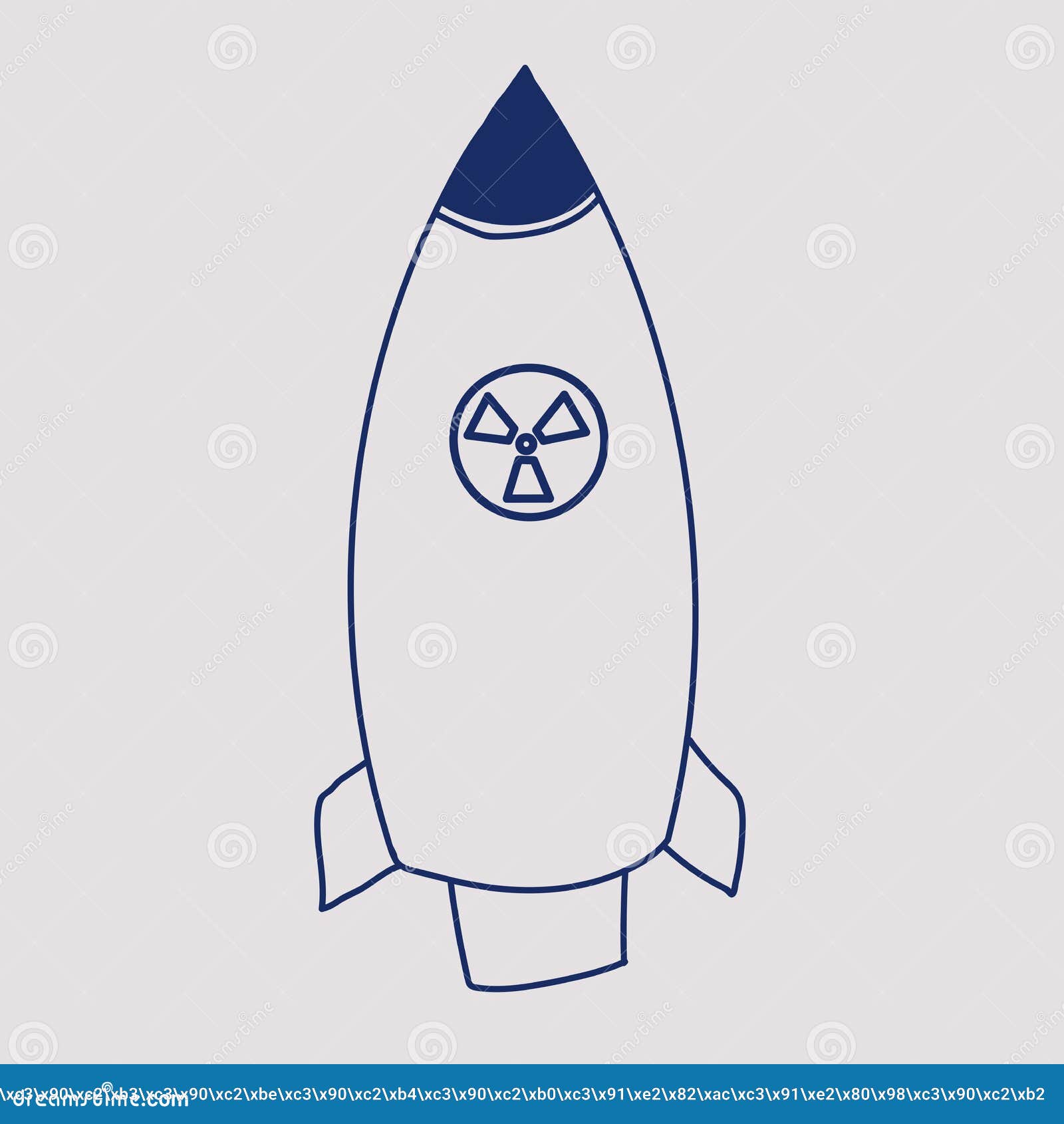 Nuclear Missile Doodle. Vector Drawing Blue Line Stock Illustration ...
