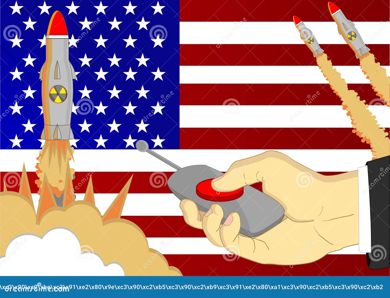 Nuclear Missiles are Being Launched by Pressing the Red Button B Stock ...