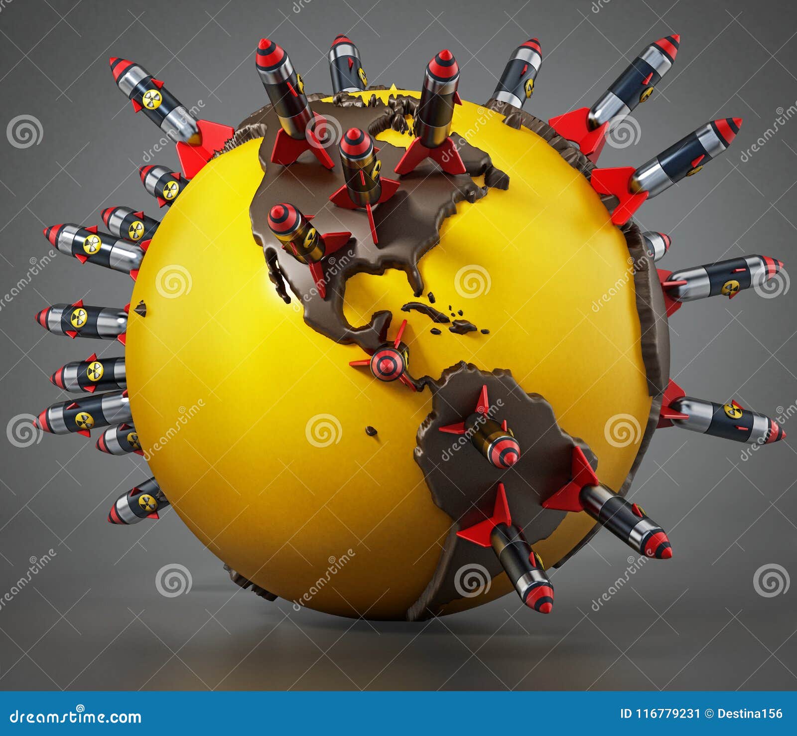 Nuclear Missiles Standing On World Map. 3D Illustration Royalty-Free ...