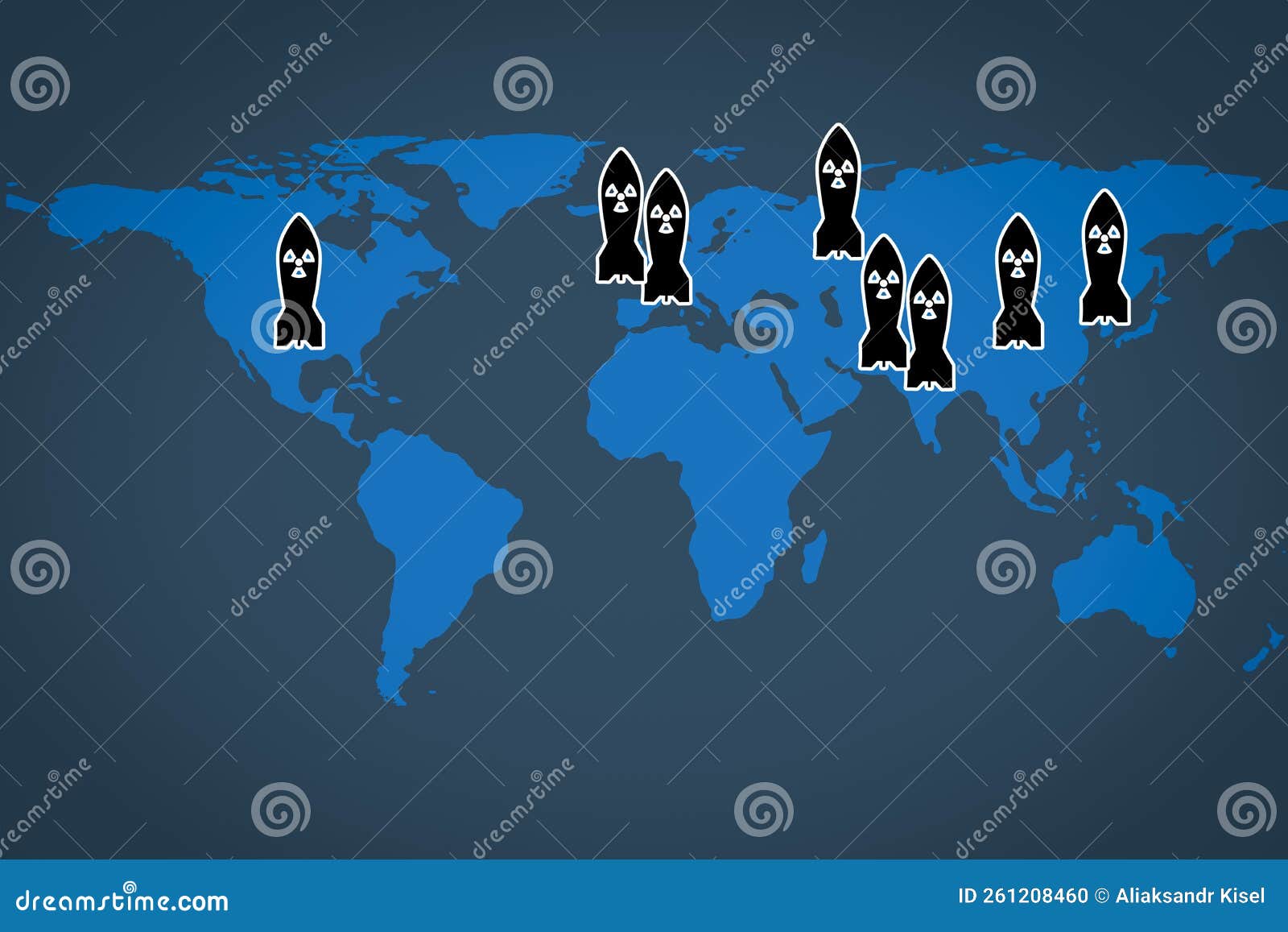Nuclear Missiles Standing on World Map. Nuclear Weapon. Nuclear-weapon ...