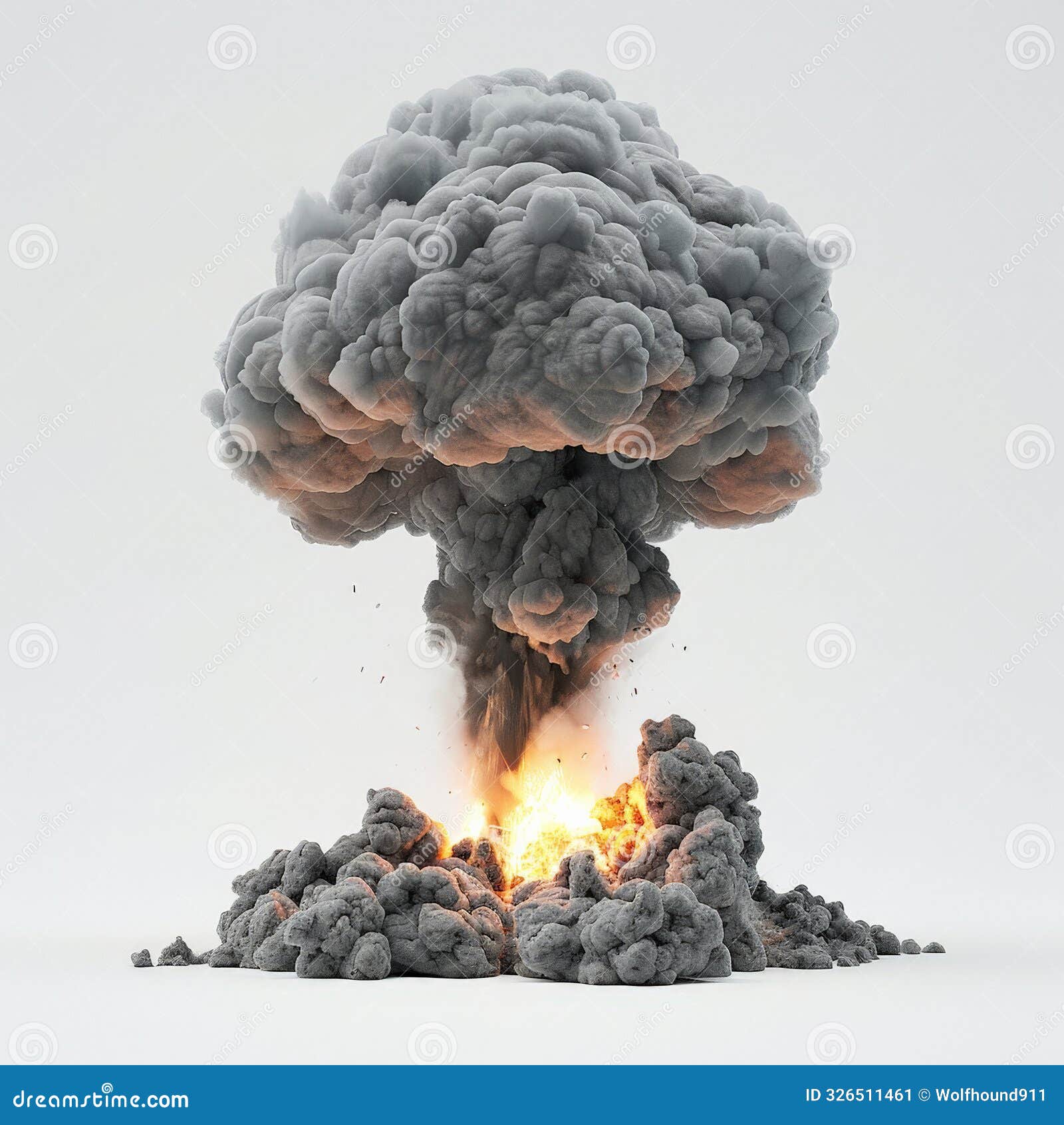 A Nuclear Mushroom Cloud Forming with a Bright Flash of Light at the ...