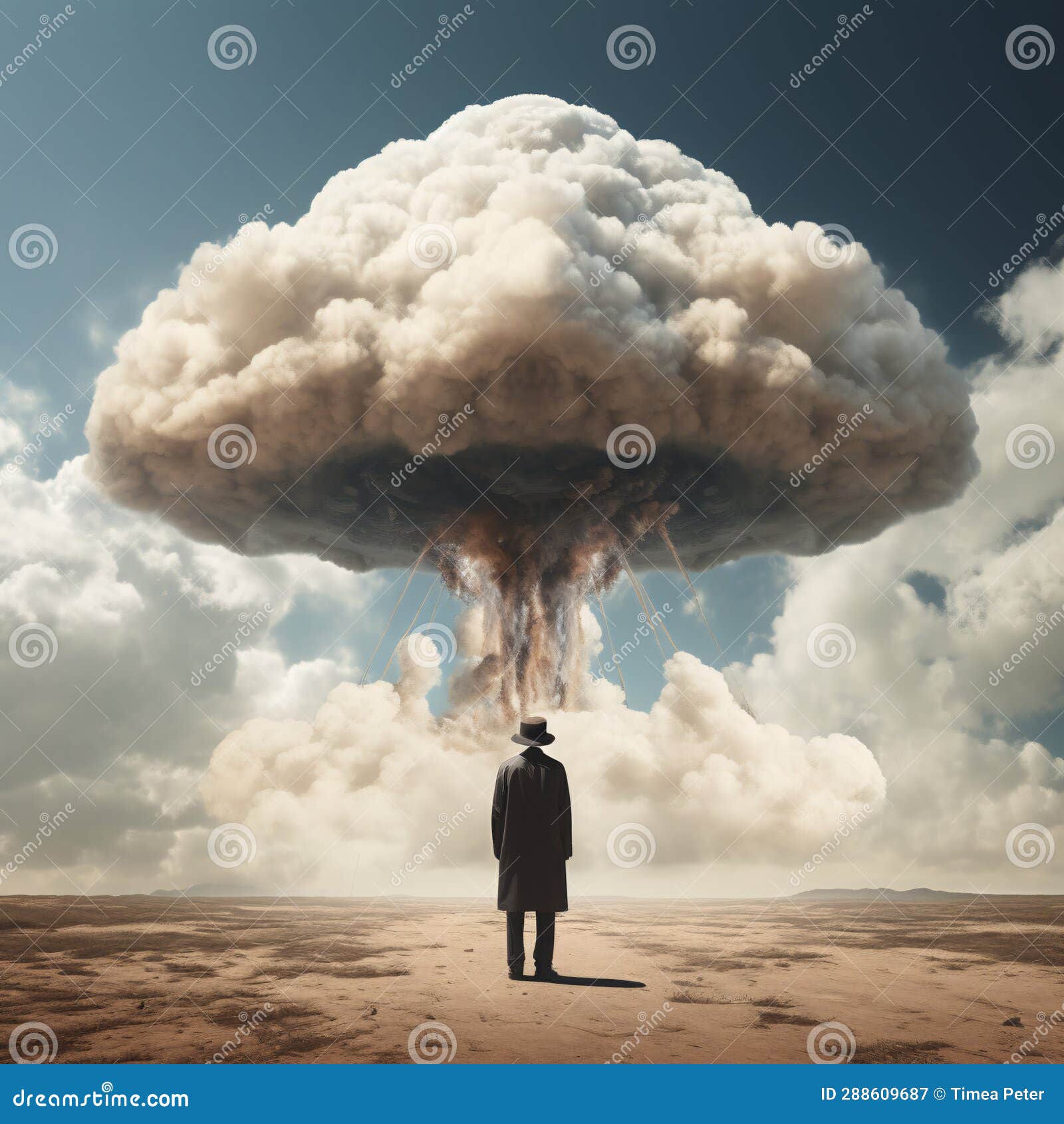 Nuclear Mushroom Cloud with Tallman Standing in Front of it Stock ...