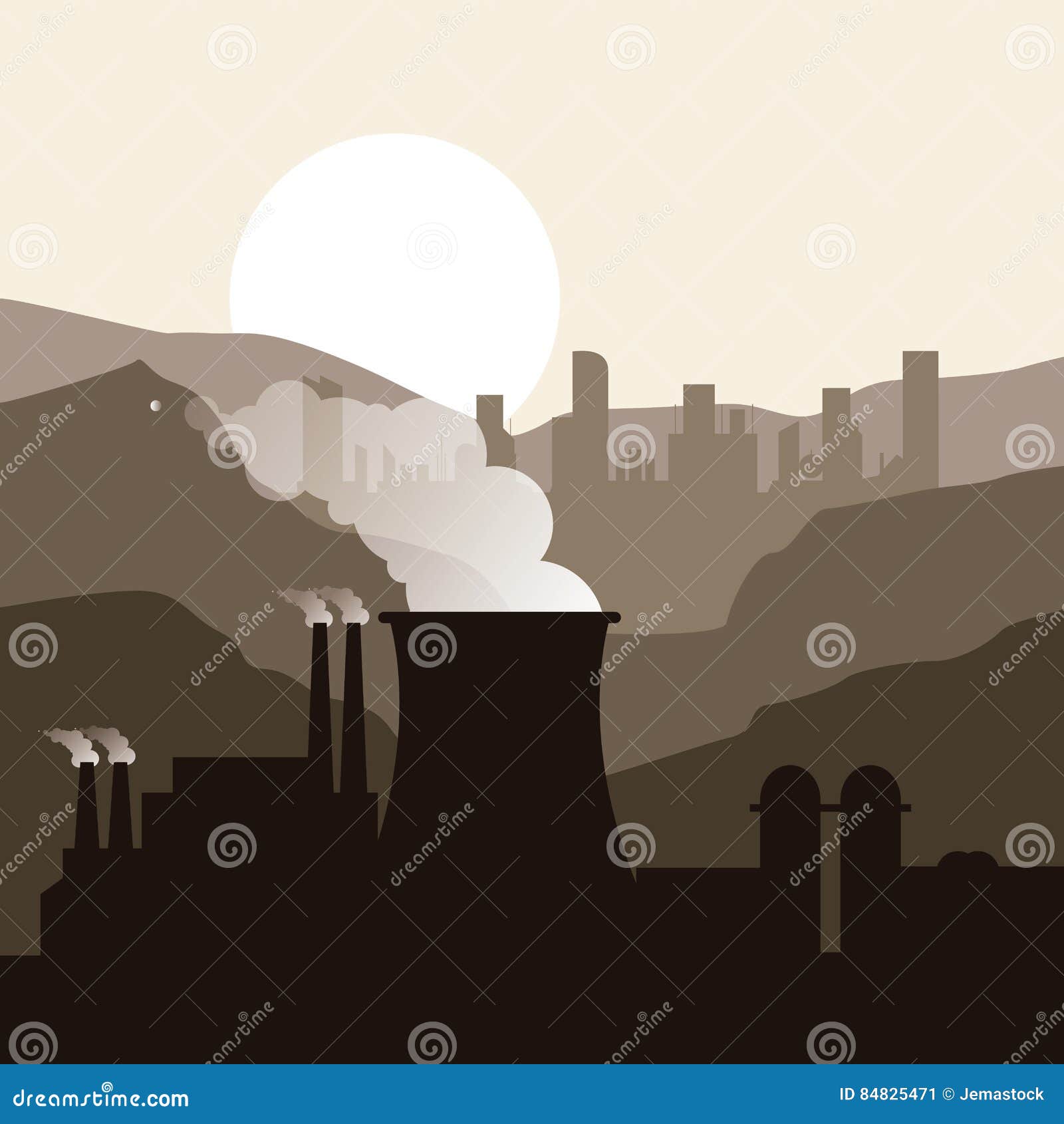 Nuclear Plant in Colorful Design, Vector Illustration Stock Vector ...