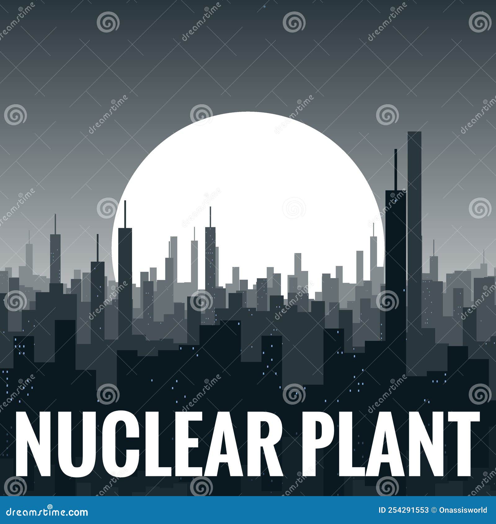 Nuclear Plant Text Header Background Illustration Stock Illustration ...
