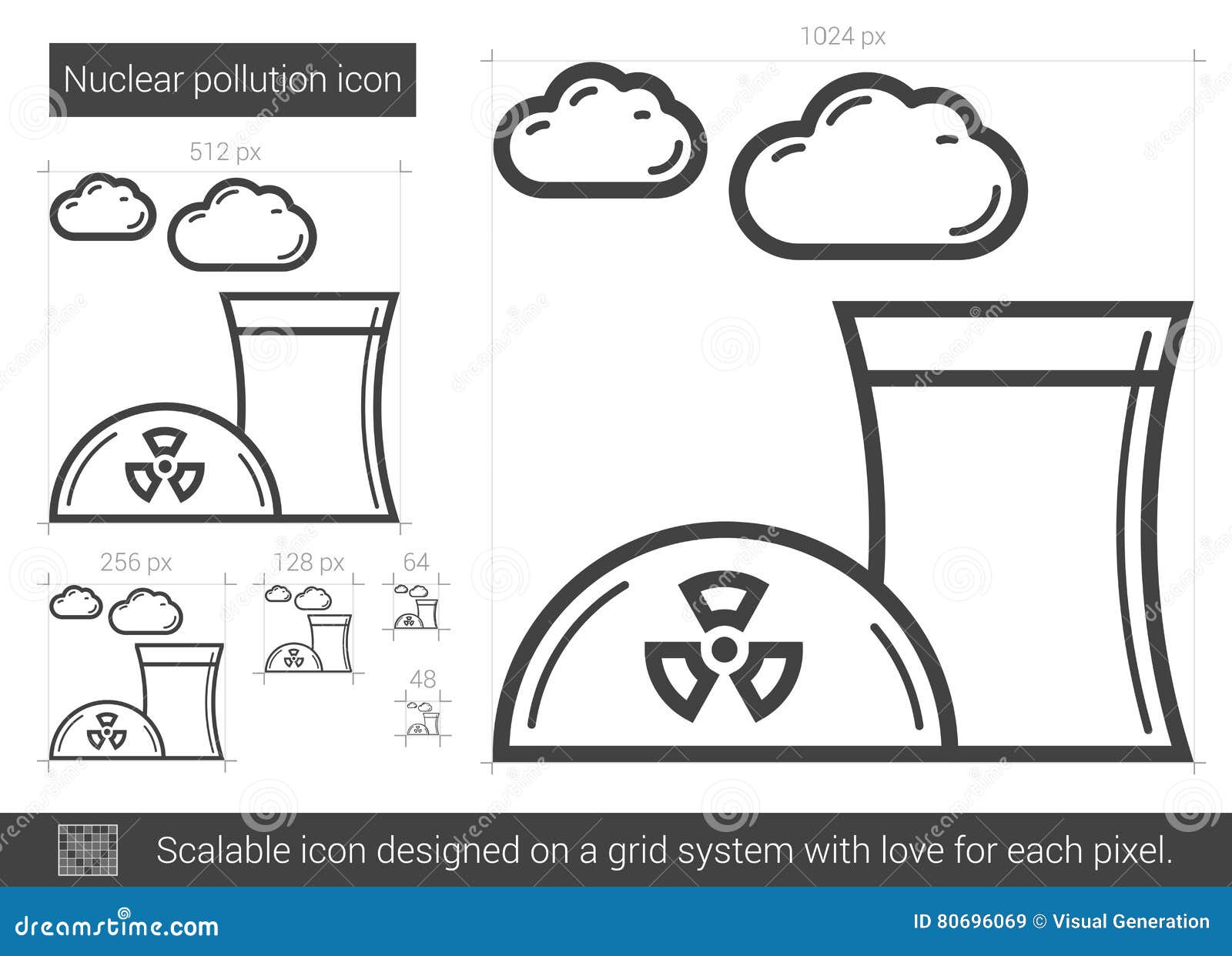 Nuclear Pollution Line Icon. Stock Vector - Illustration of danger ...