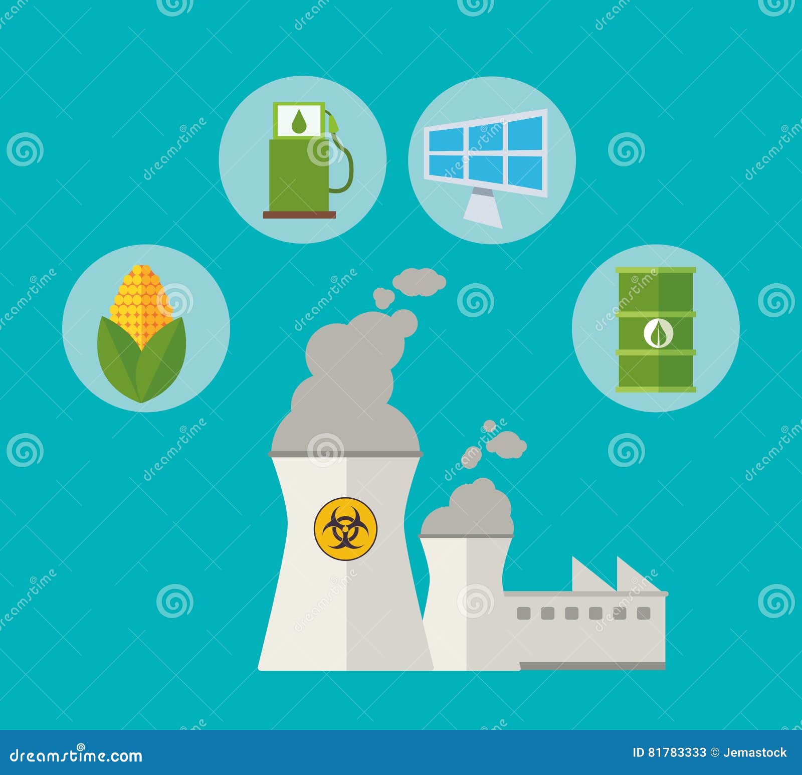 Nuclear Power Alternative Resouces Energy Stock Vector - Illustration ...