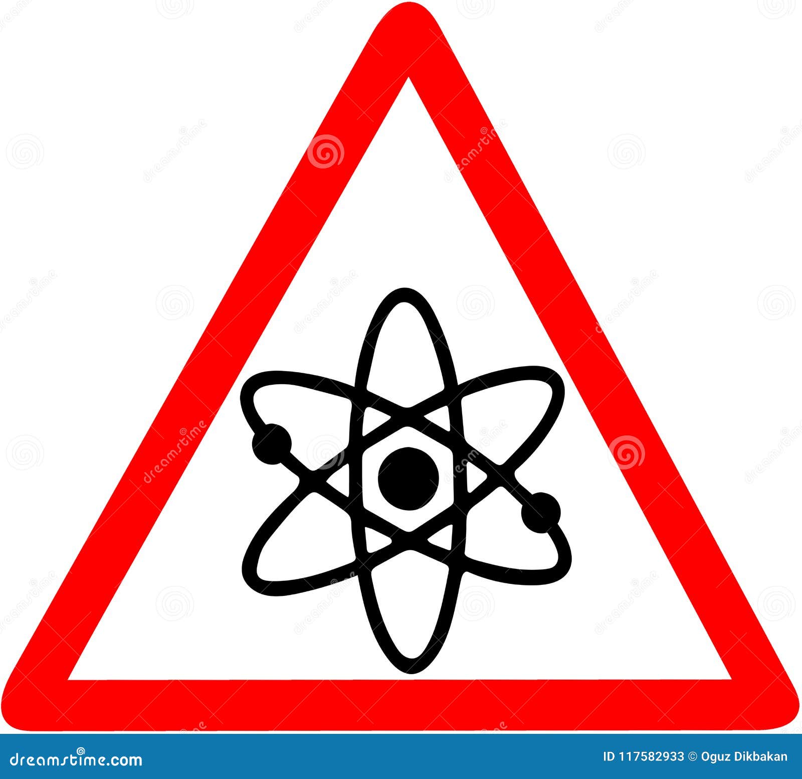 Nuclear Power Atom Symbol Caution Triangular Red Road Sign Warning ...