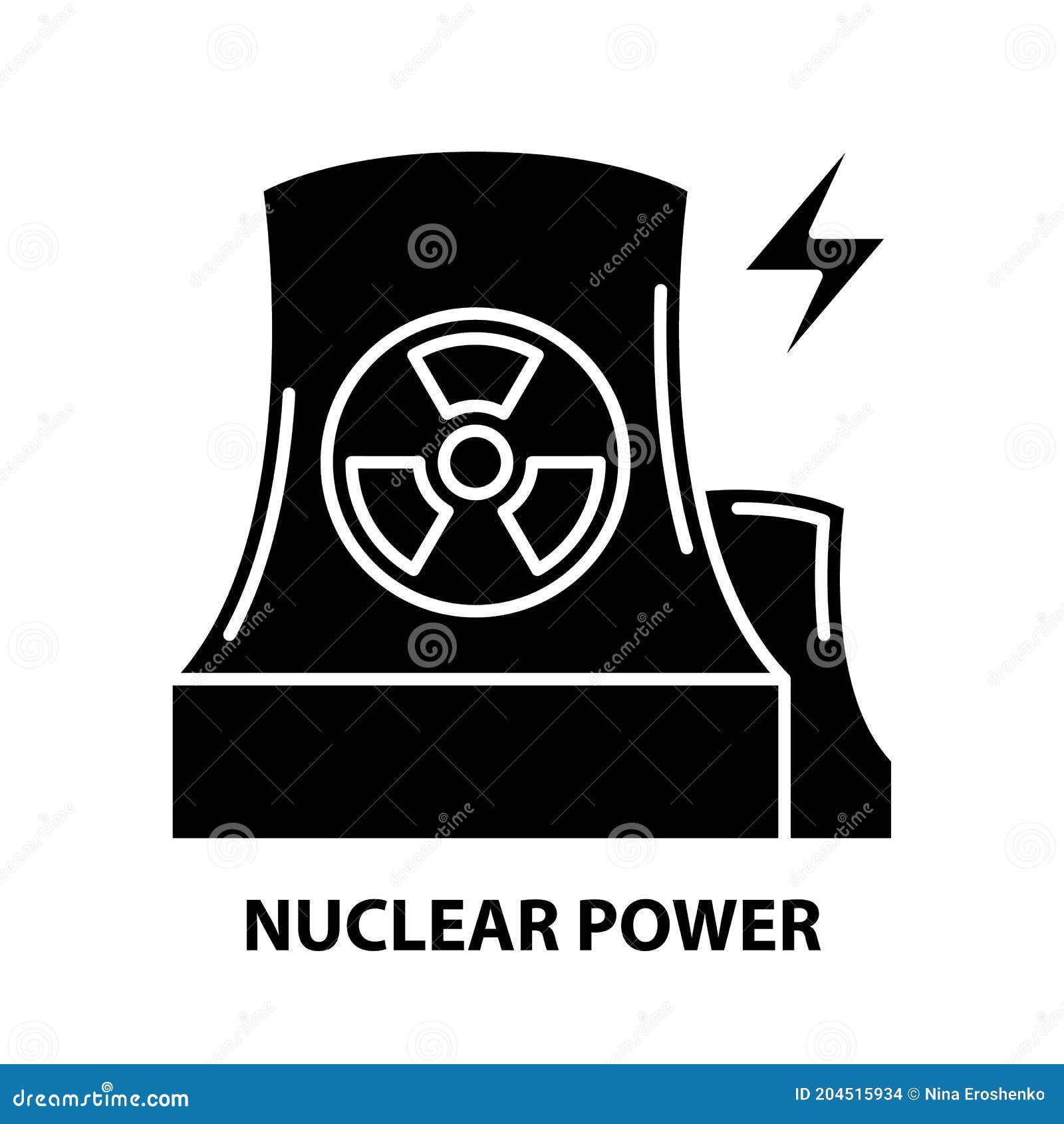 Nuclear Power Icon, Black Vector Sign with Editable Strokes, Concept ...