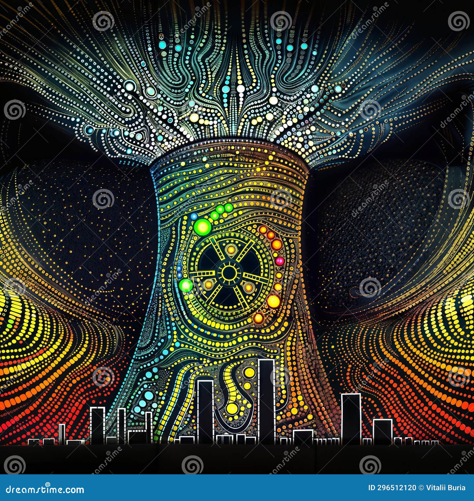 Nuclear Power Plant. Abstract Futuristic Technology Background. Vector ...
