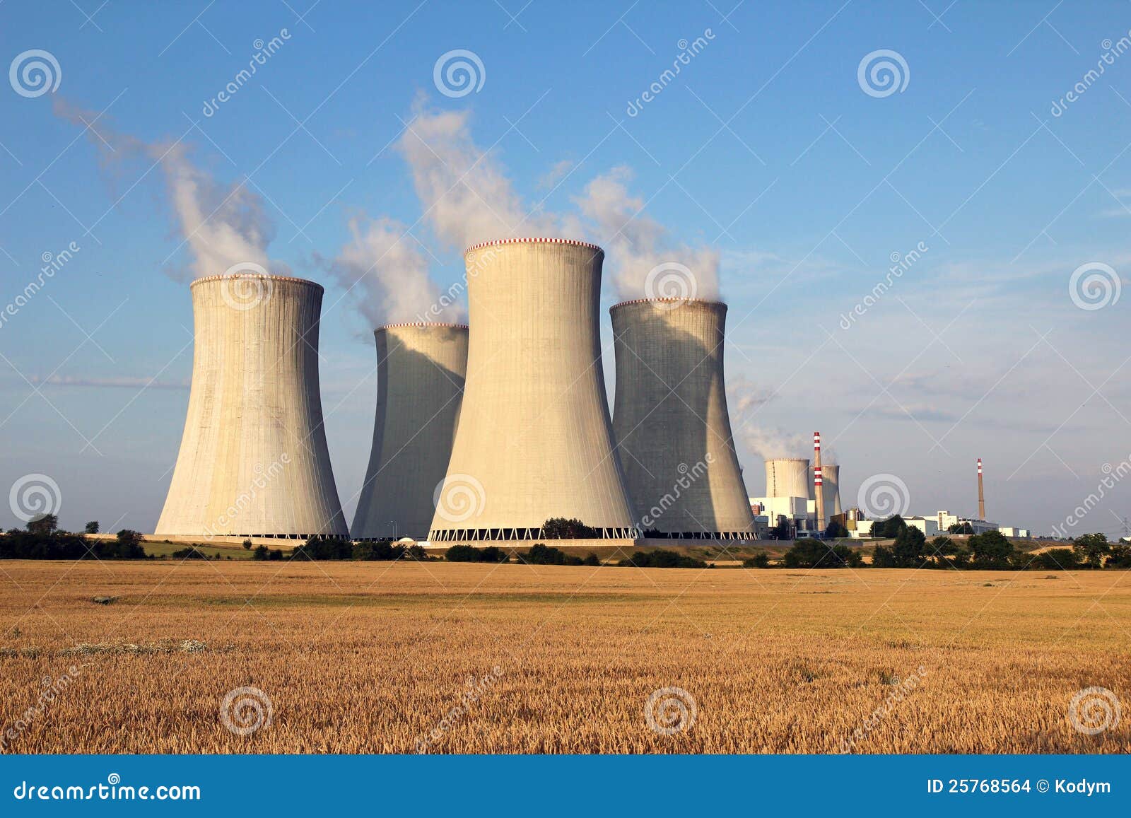 Nuclear Power Plant and Agriculture Field Stock Photo - Image of ...