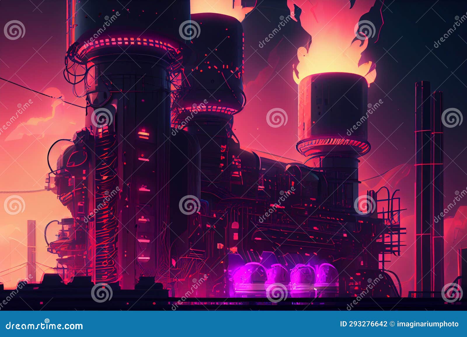 Nuclear Power Plant and Communication Network. Smart Grid Stock Photo ...