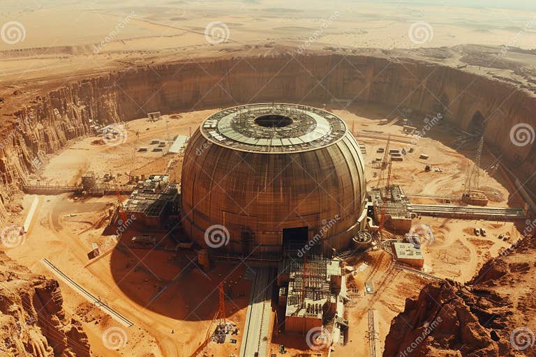 Nuclear Power Plant in the Desert. Construction Stock Image - Image of ...