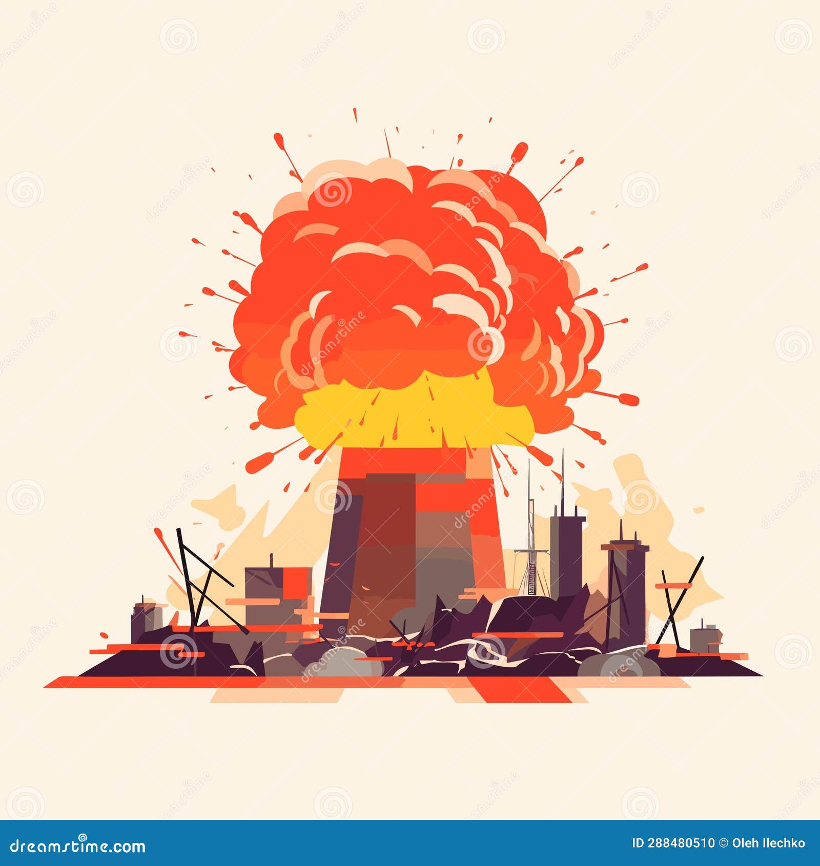 Nuclear Power Plant Explosion Vector Flat Isolated Illustration Stock ...