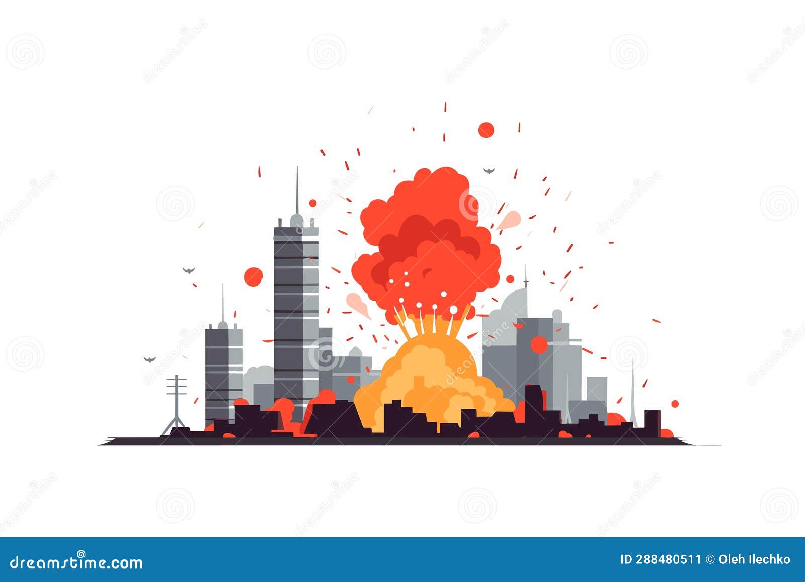 Nuclear Power Plant Explosion Vector Flat Isolated Illustration Stock ...