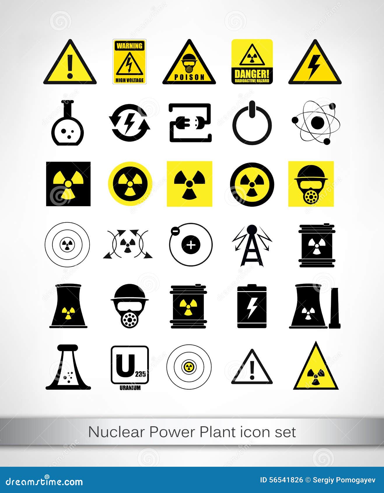 Nuclear Power Plant Icon Set Stock Vector - Illustration of battery ...