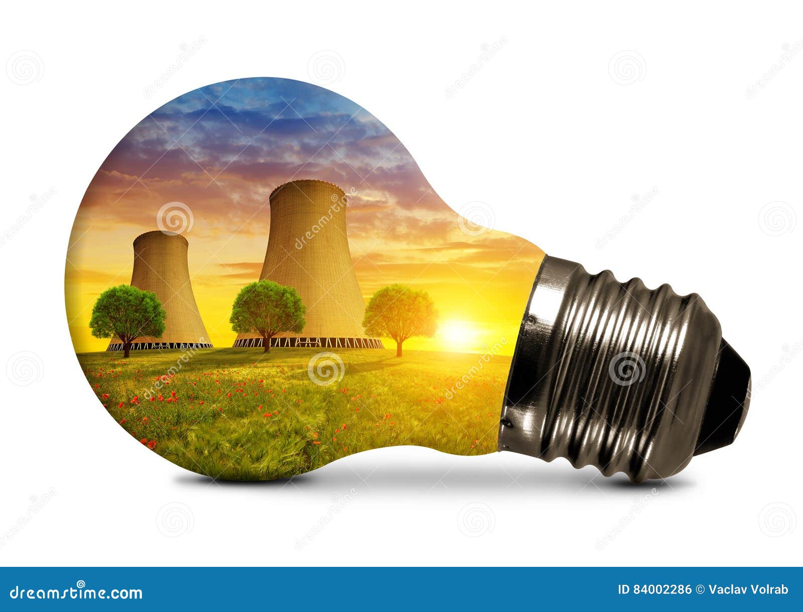 Nuclear Power Plant in Light Bulb Stock Photo - Image of electricity ...