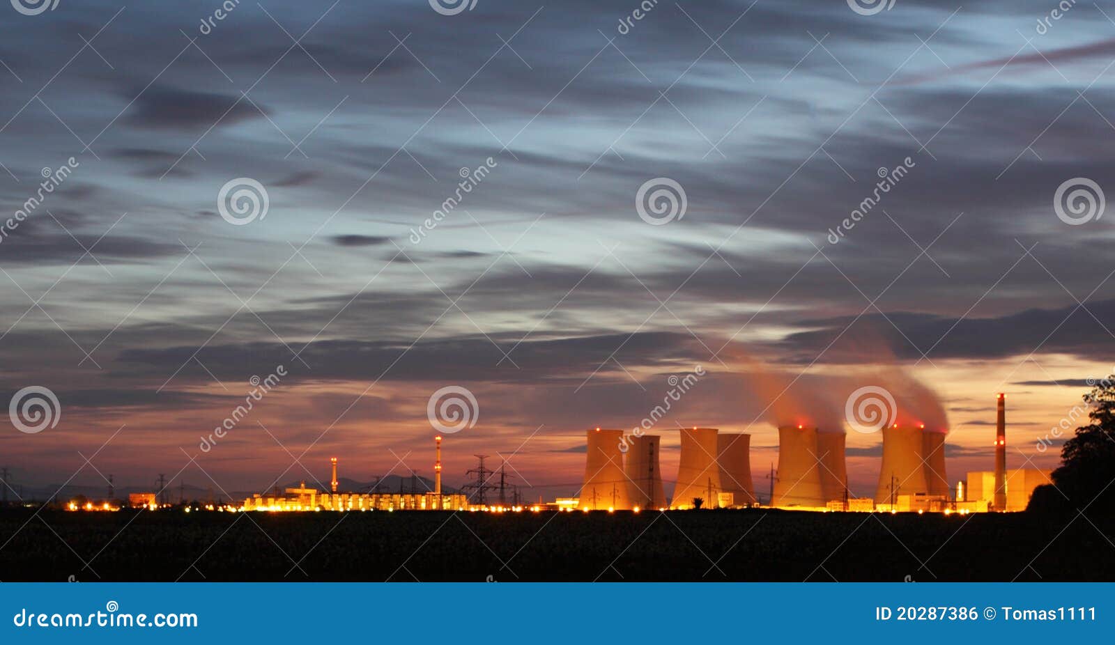 Nuclear Power Plant by Night Stock Photo - Image of blue, contemporary ...