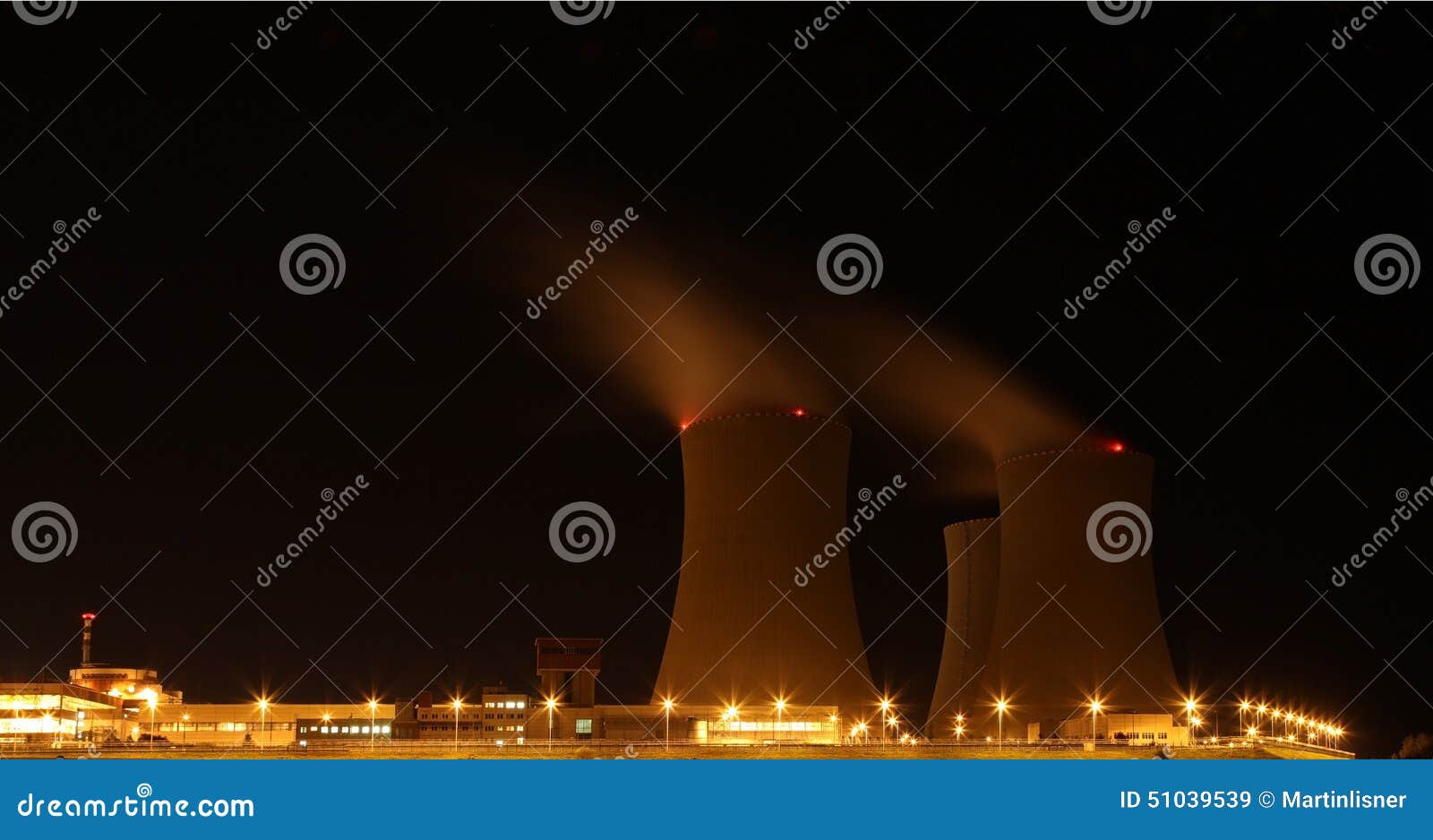 Nuclear Power Plant At Night Temelin Czech Republic Stock Image