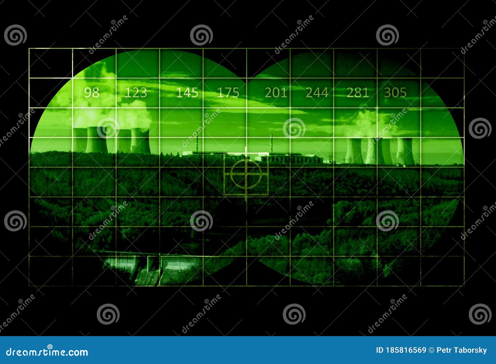 Nuclear Power Plant through Night Vision Stock Image - Image of device ...