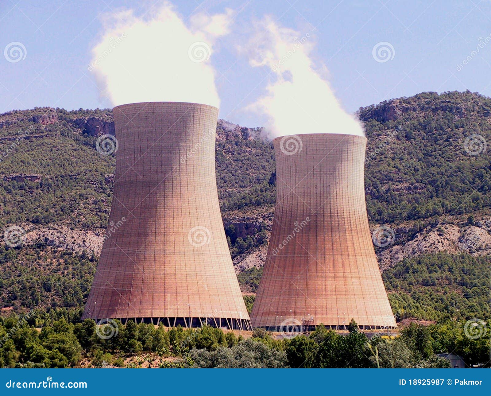 Nuclear Power Plant in Operation Stock Image - Image of field, blue ...