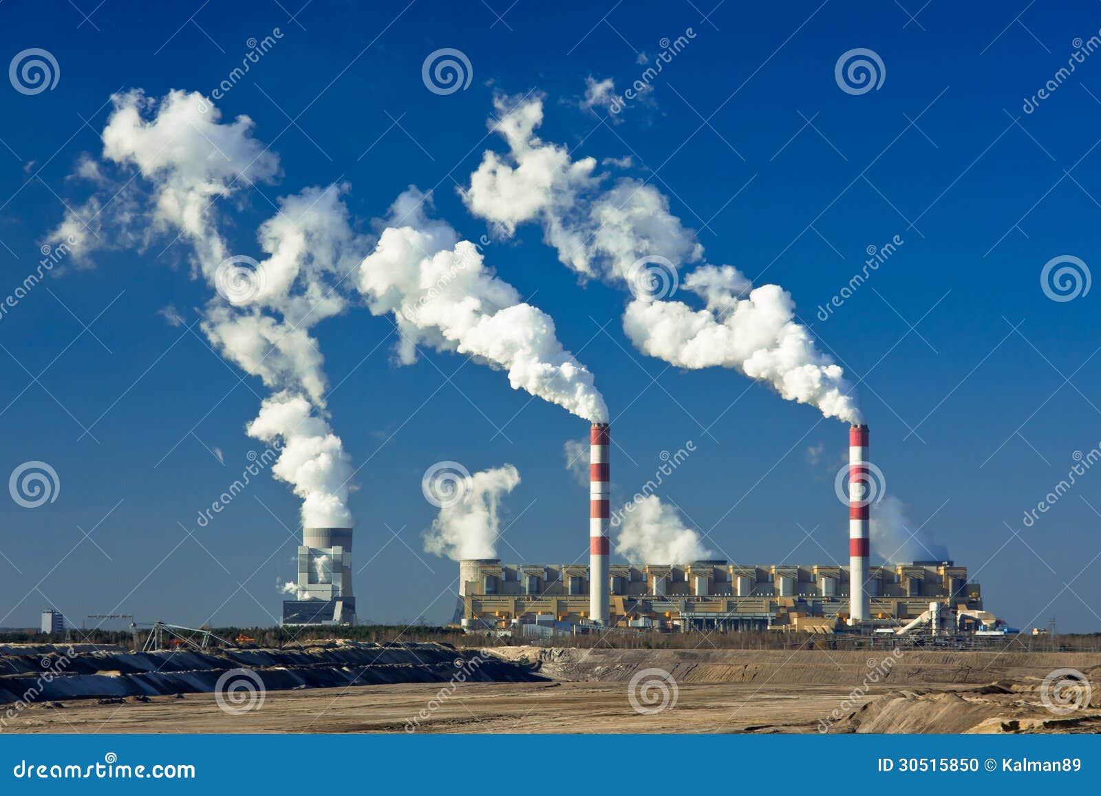 Nuclear power plant stock photo. Image of chimney, field - 30515850