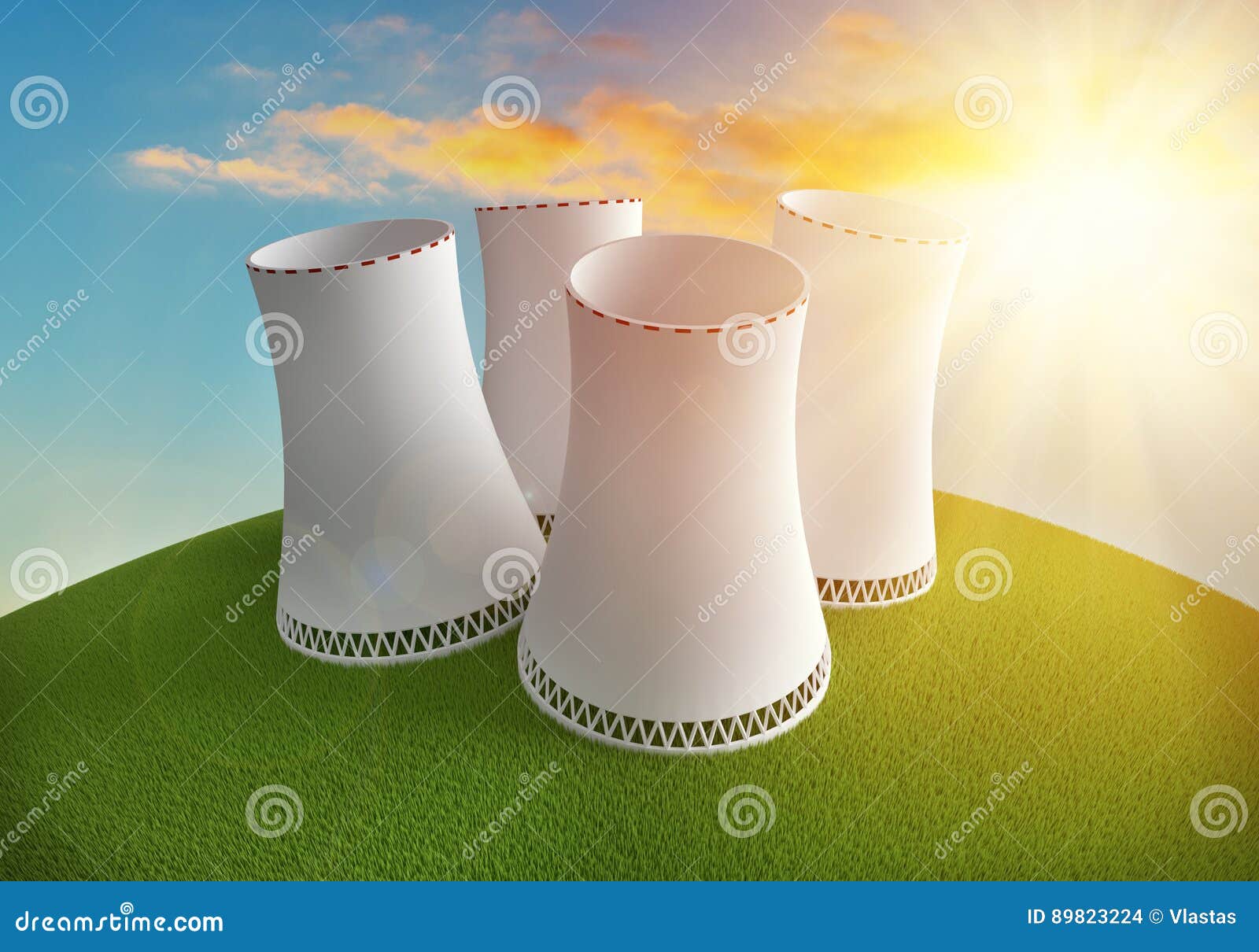 Nuclear Power Plant on the Sphere. Stock Illustration - Illustration of ...