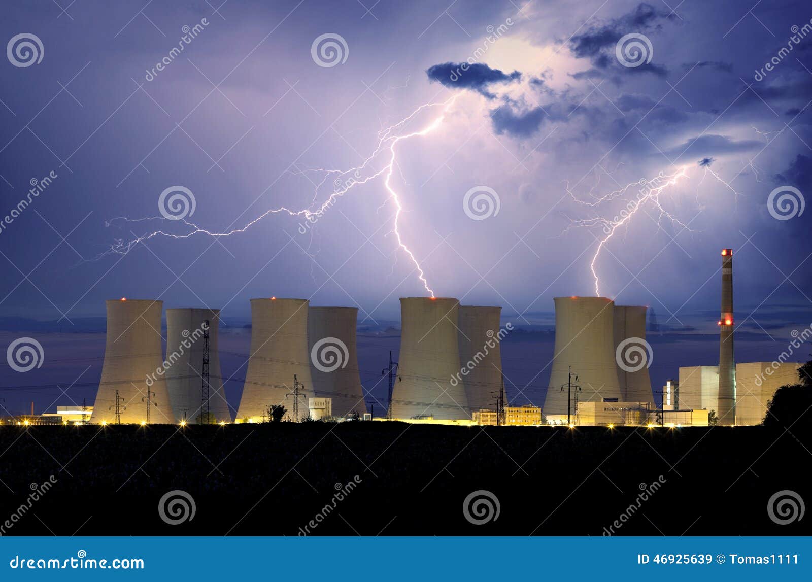 Nuclear Power Plant at Storm Stock Image - Image of dusk, pollution ...