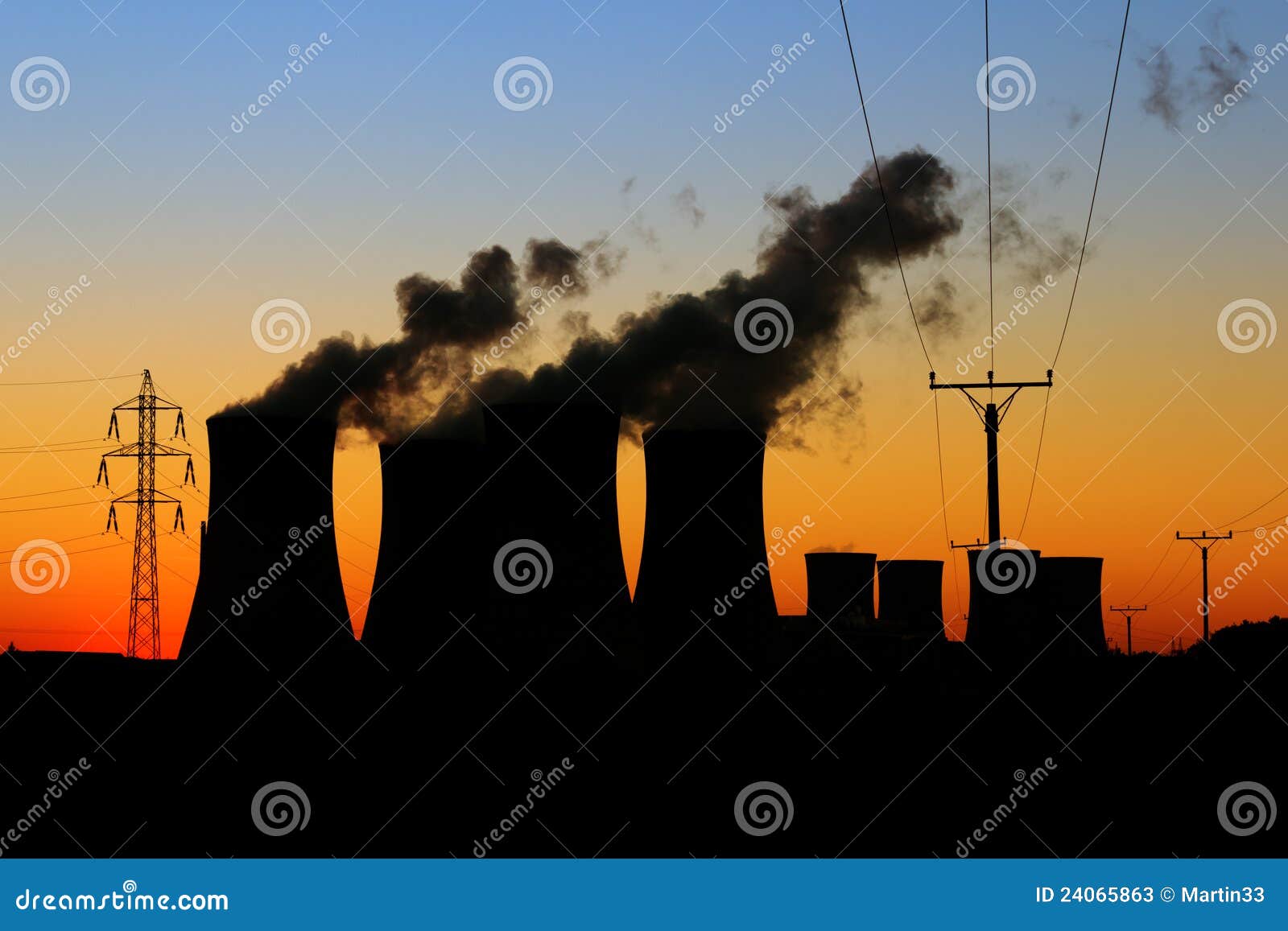 Nuclear Power Plant during Sunset Stock Image - Image of industrial ...