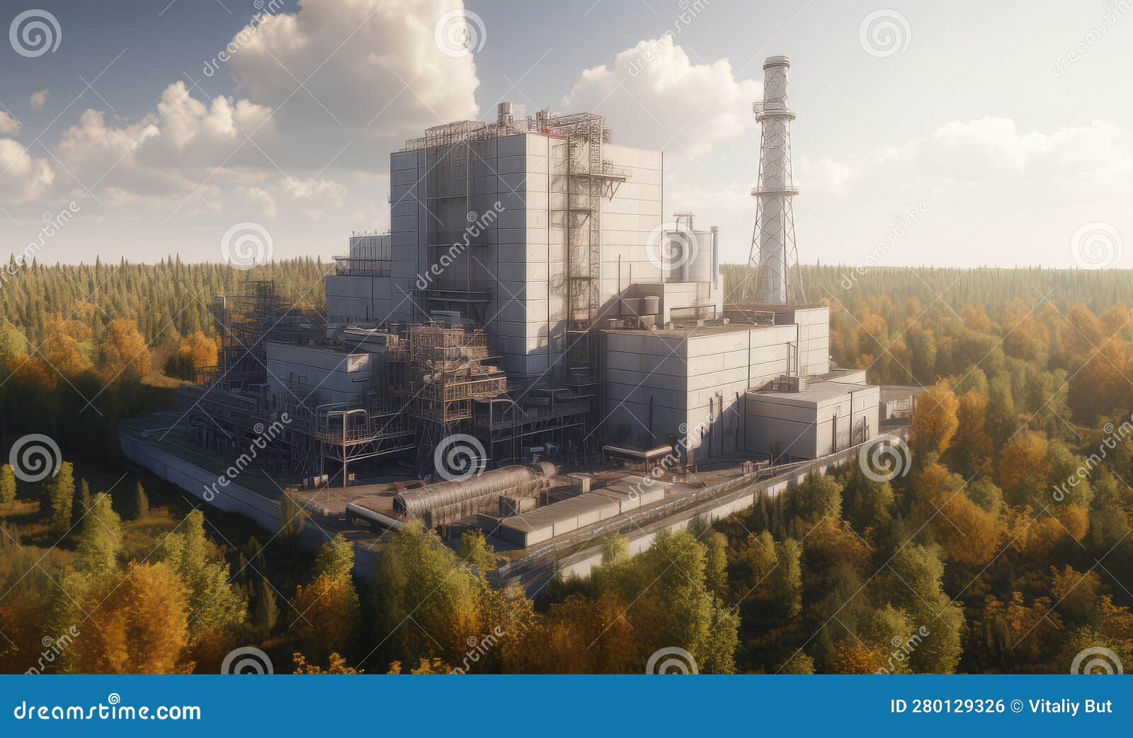 Nuclear Power Plant Surrounded by Trees Made with Generative AI Stock ...