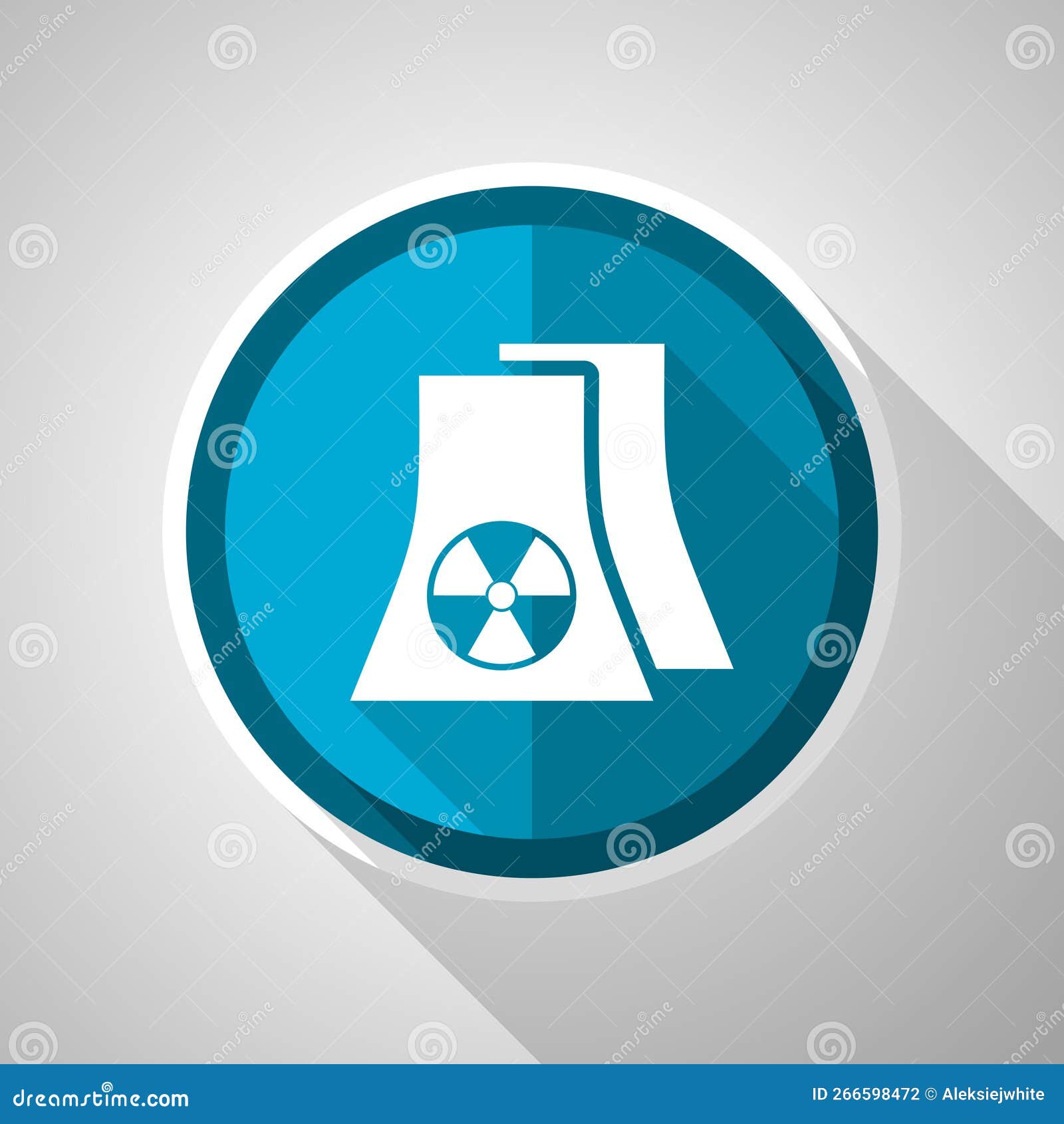 Nuclear Power Plant Symbol, Flat Design Vector Blue Icon with Long ...