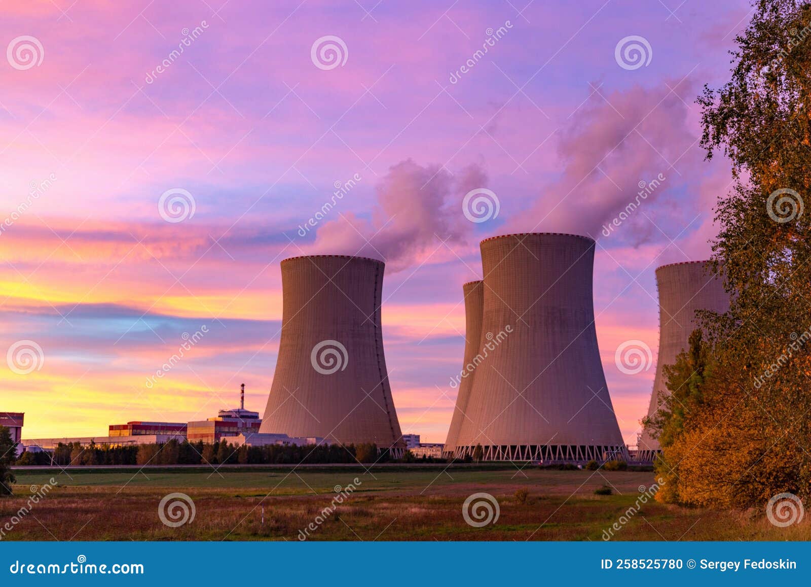 Nuclear Power Plant Temelin at Sunset. Czech Republic Stock Photo ...