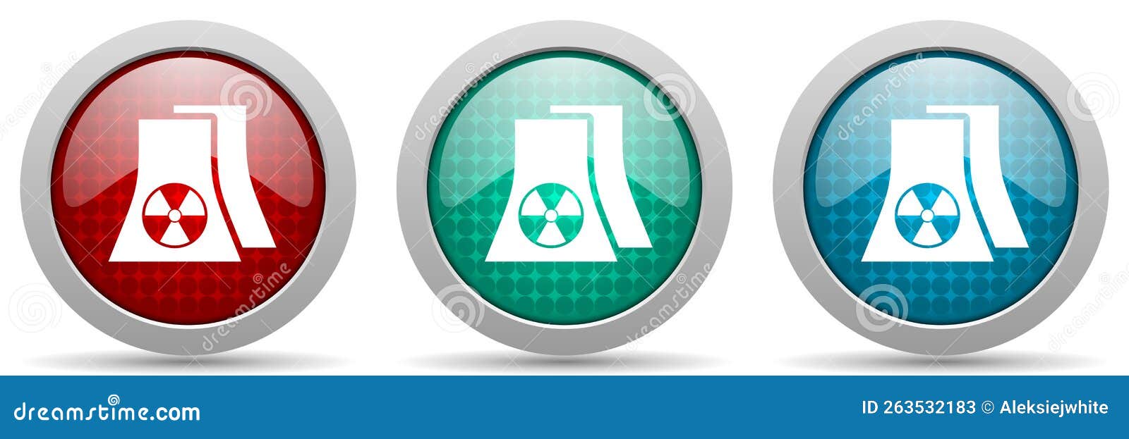 Nuclear Power Plant Vector Icon Set, Glossy Web Buttons Collection ...