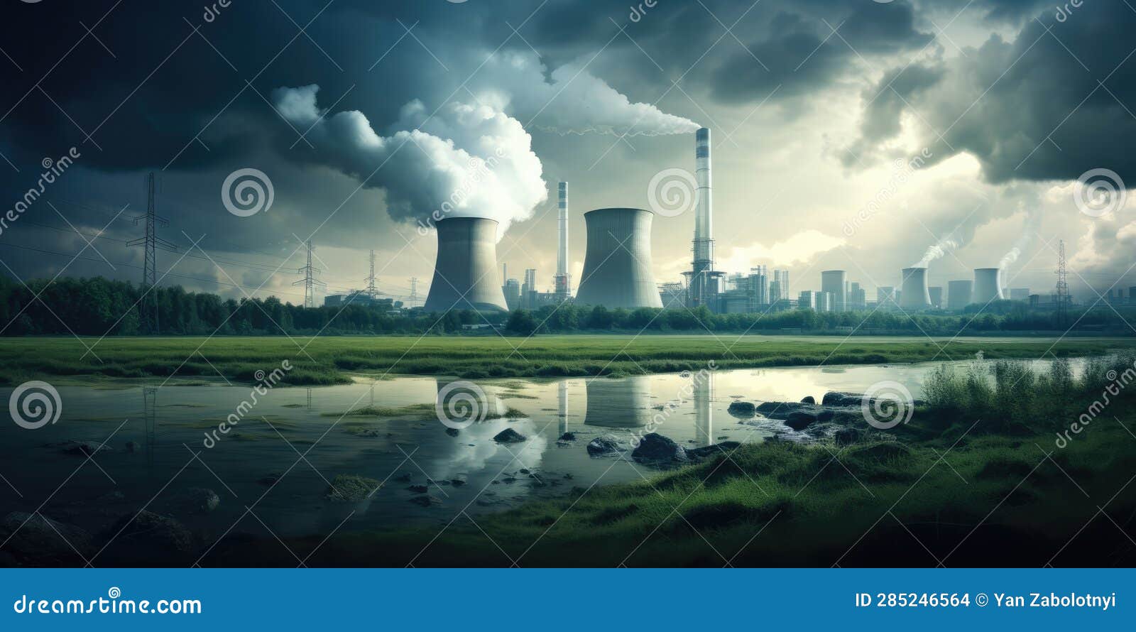 A Nuclear Power with Smoke Pouring Out of it S Stacks Stock ...