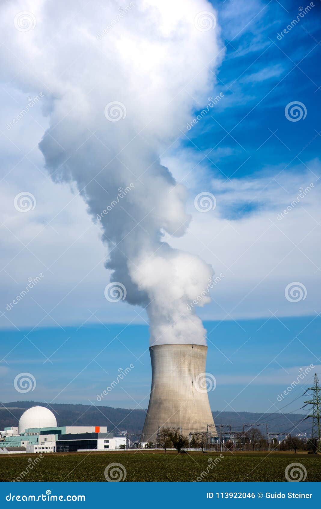Nuclear Power Station in a Clear Blue Sky Stock Photo - Image of ...