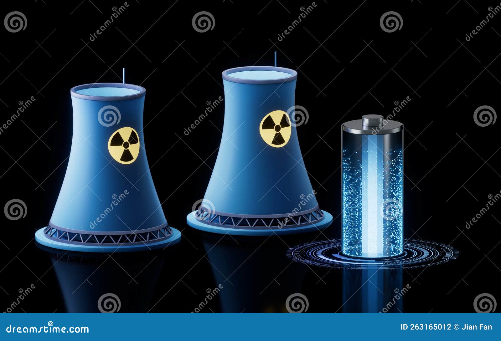 Nuclear Power Station and Electric Power, 3d Rendering Stock ...