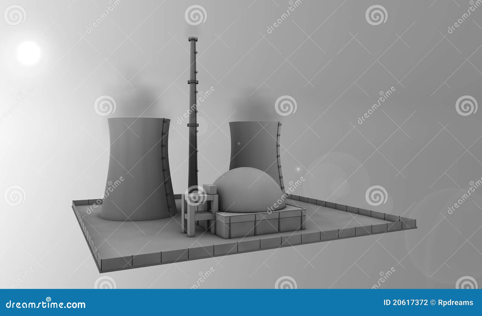 Nuclear Power Station and Sun Stock Illustration - Illustration of ...