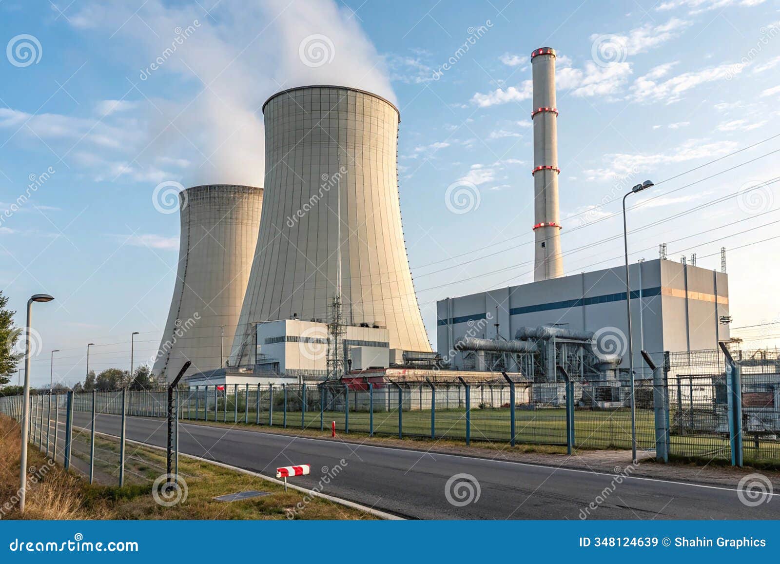 Nuclear Power Station with Two Atomic Reactors Stock Image - Image of ...