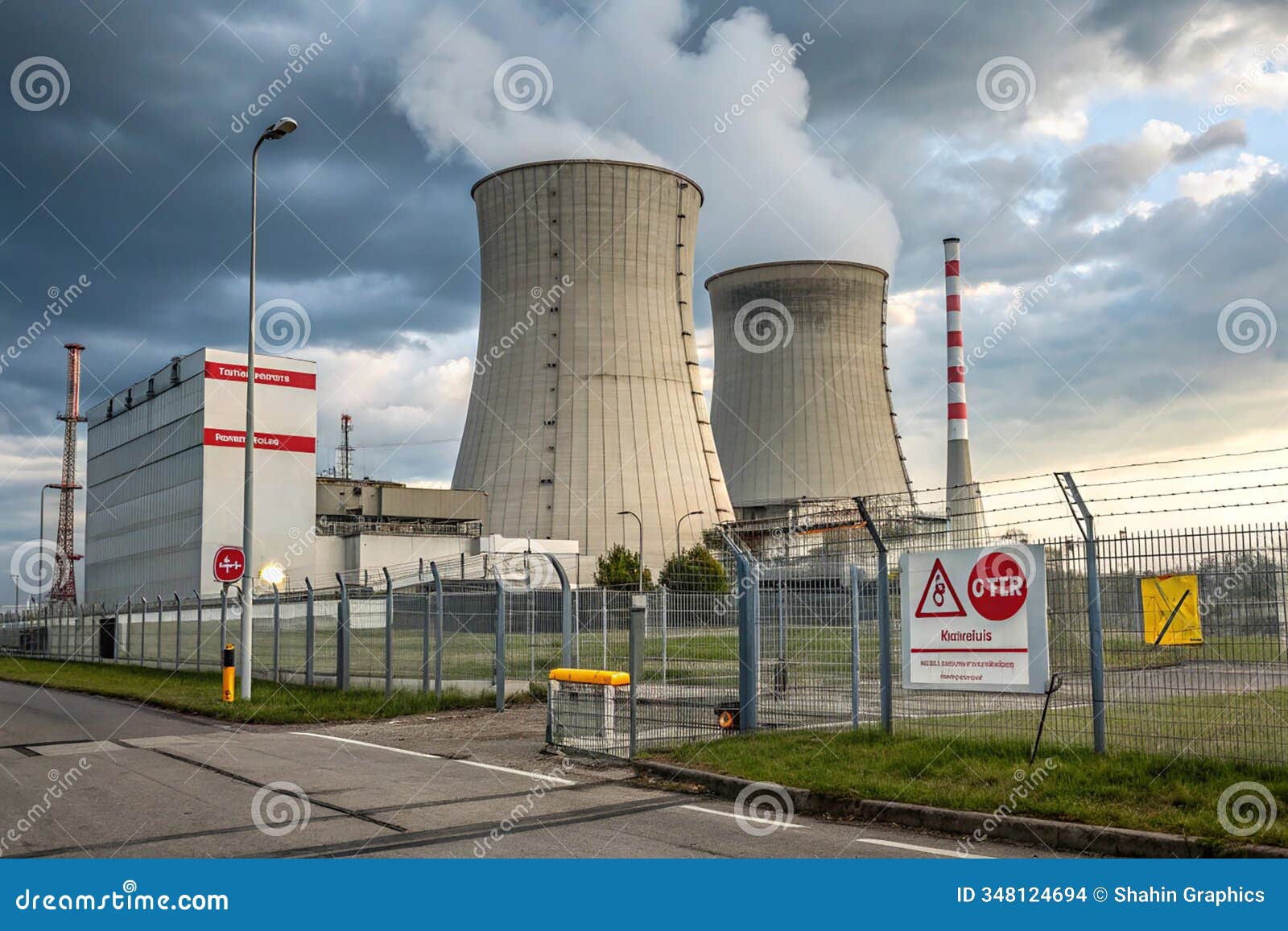 Nuclear Power Station with Two Atomic Reactors Stock Photo - Image of ...