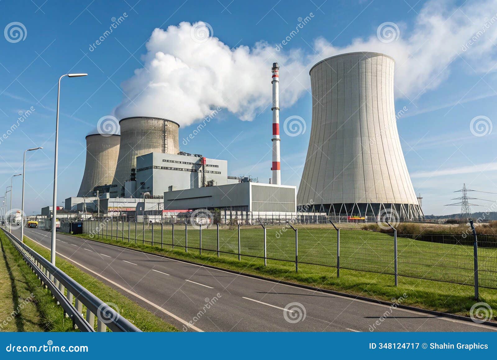 Nuclear Power Station with Two Atomic Reactors Stock Image - Image of ...