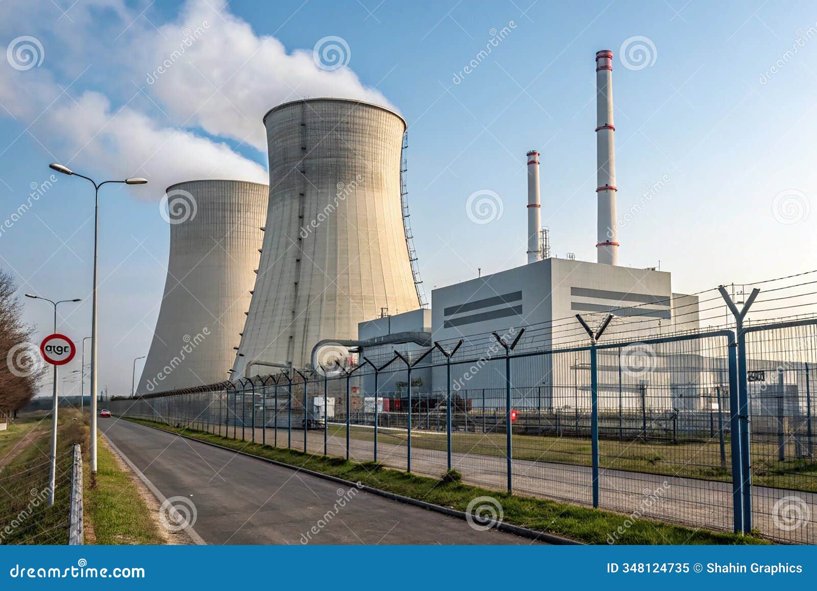 Nuclear Power Station with Two Atomic Reactors Stock Image - Image of ...