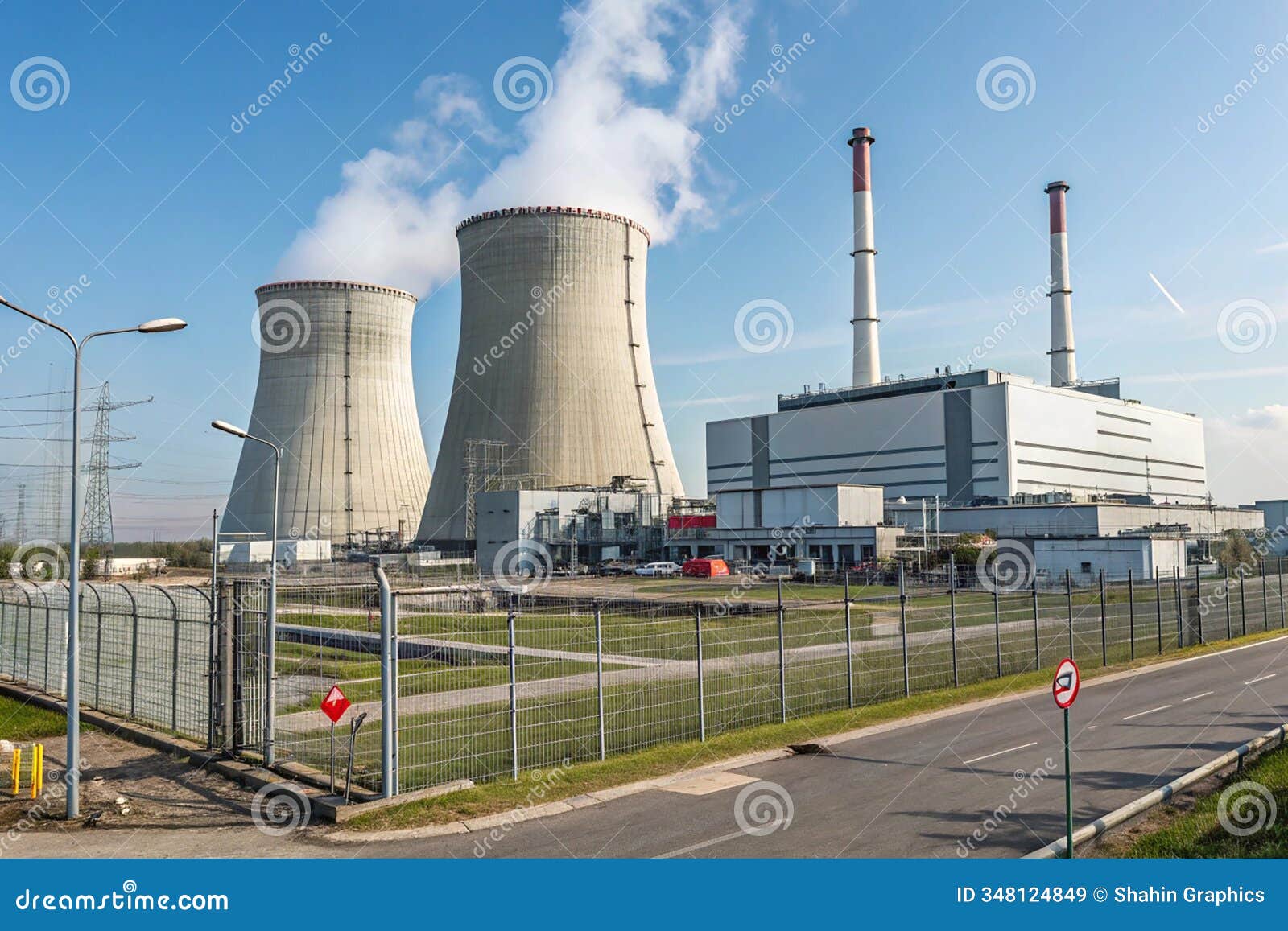 Nuclear Power Station with Two Atomic Reactors Stock Image - Image of ...