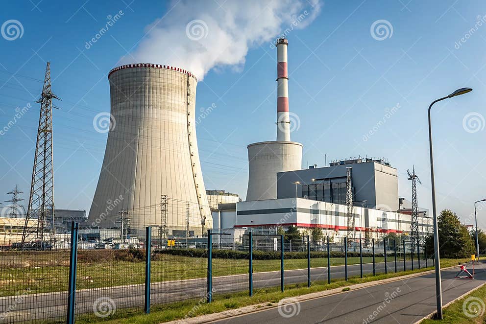 Nuclear Power Station with Two Atomic Reactors Stock Image - Image of ...