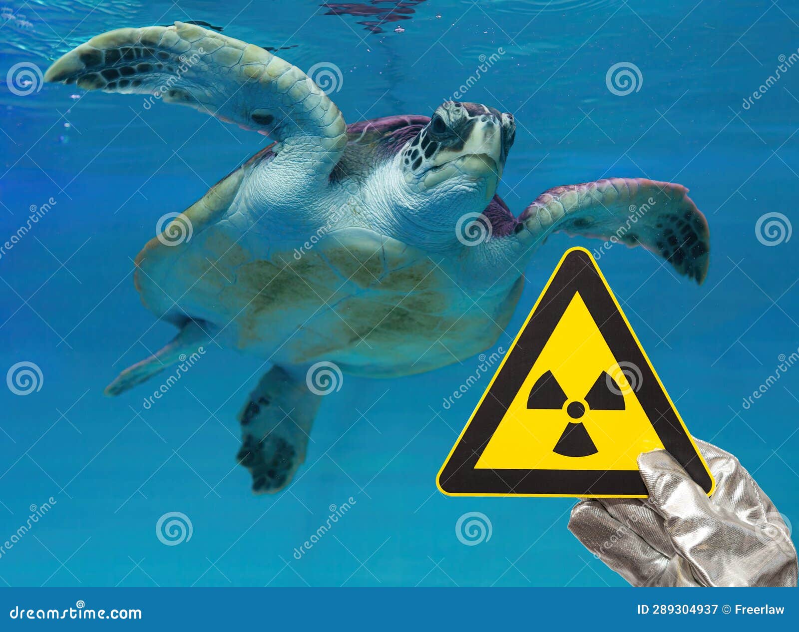 A Nuclear Radiation Warning Sign and a Sea Turtle Stock Image - Image ...