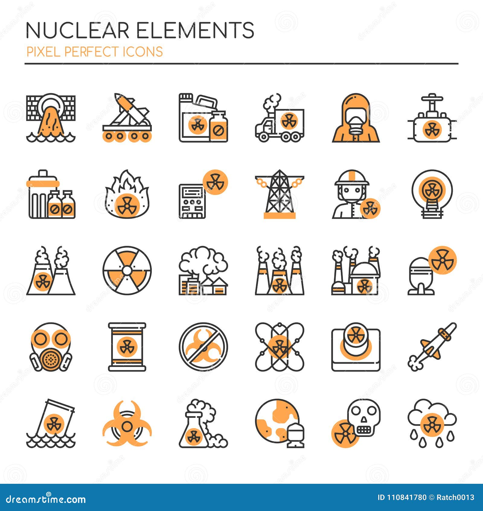 Nuclear Elements , Thin Line and Pixel Perfect Icons Stock Vector ...