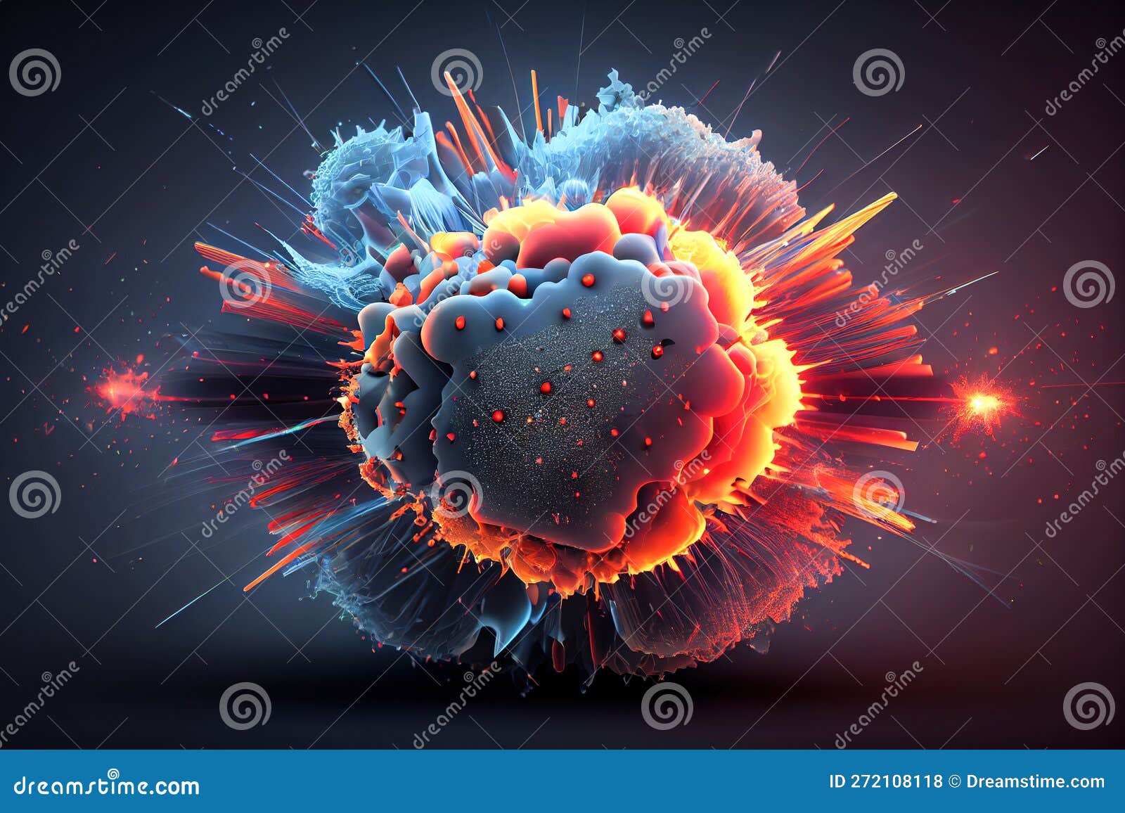 Nuclear Reaction. Atomic Particle Explosions Illustration Stock ...