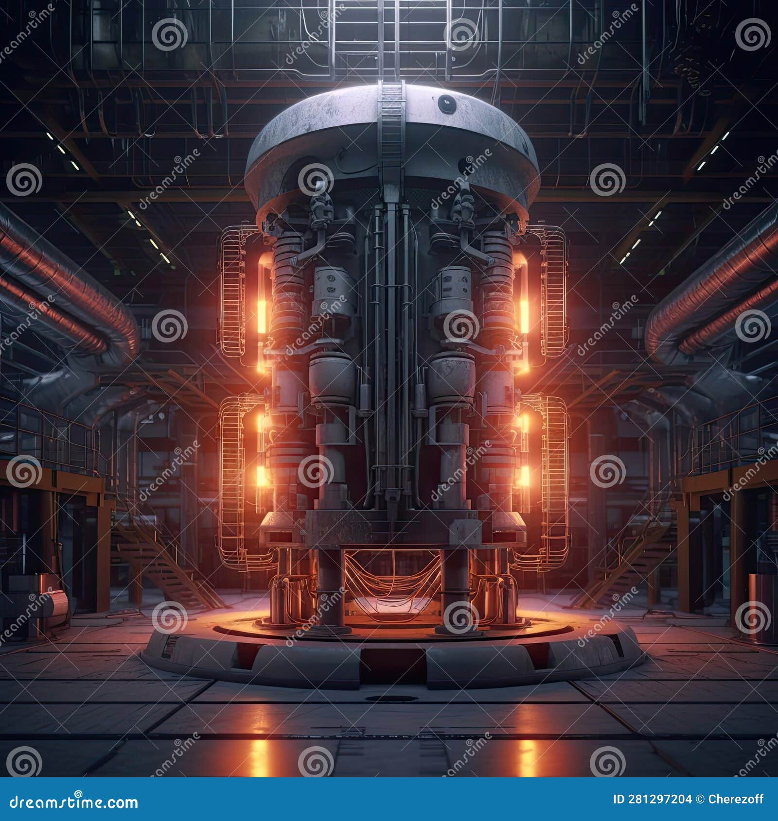 The Nuclear Reactor of the Future Stock Illustration - Illustration of ...