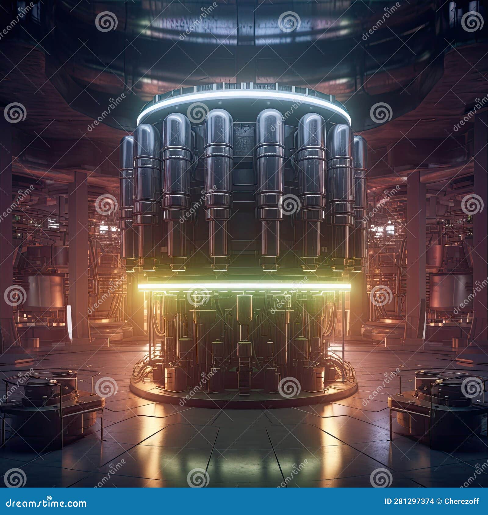 The Nuclear Reactor of the Future Stock Illustration - Illustration of ...