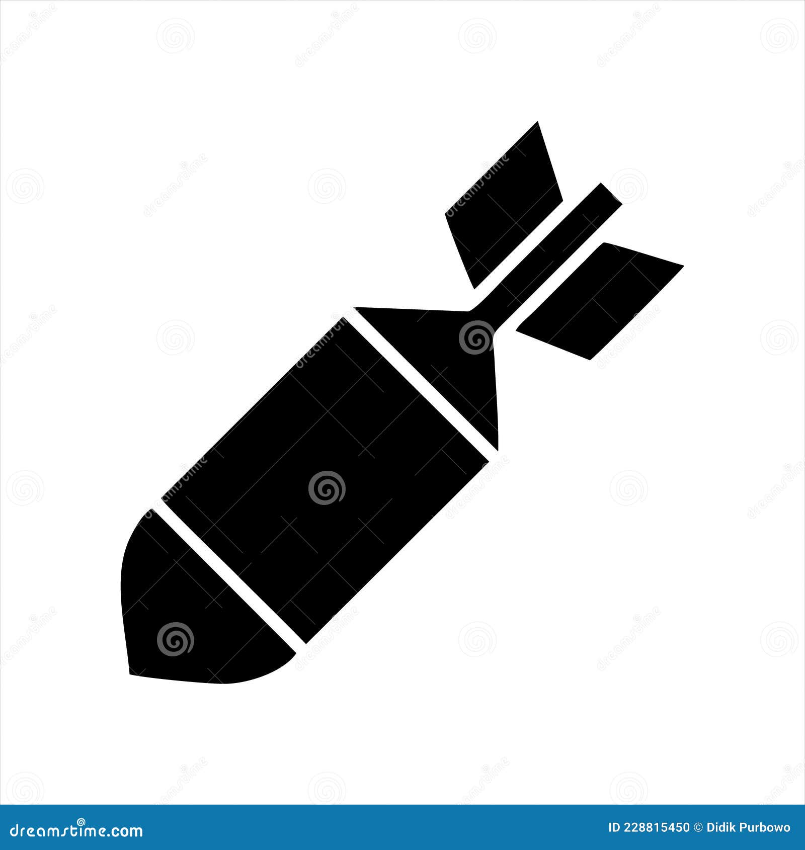 Nuclear Rocket Air Bomb, Atomic Bombshell. Flat Vector Icon ...